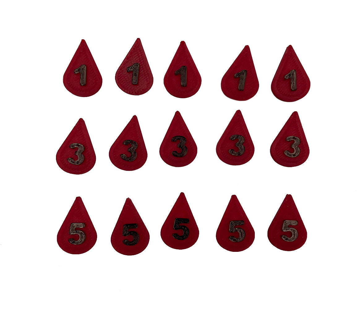 15pc Wound Counter Set (1,3,5) | Translucent Red – Terrain Genesis